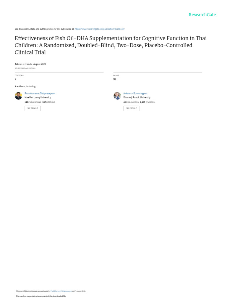 Effectiveness of Fish Oil DHA | PDF | Event Related Potential | Docosahexaenoic Acid