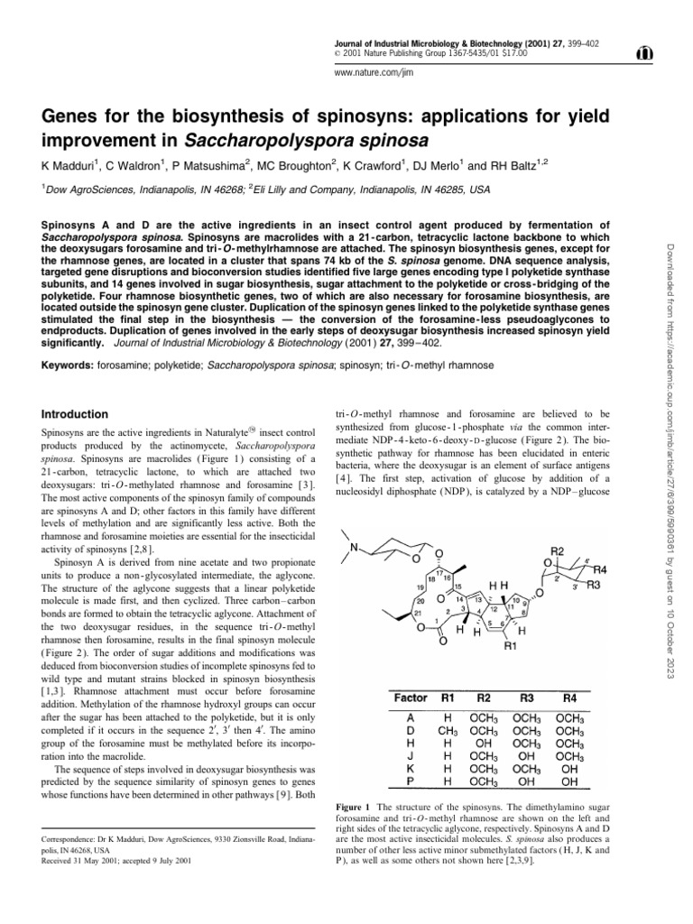 Genes para A Biossíntese de Espinosinas Aplicações para Melhoria de ...