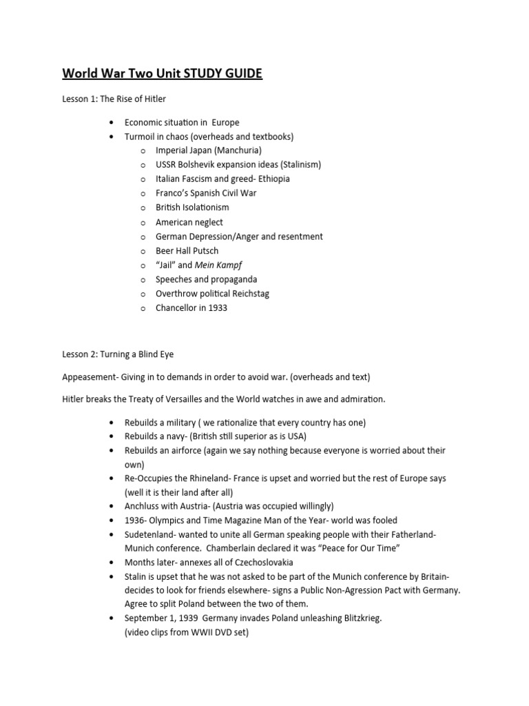 World War Two Unit STUDY GUIDE | PDF | Operation Overlord | World War II