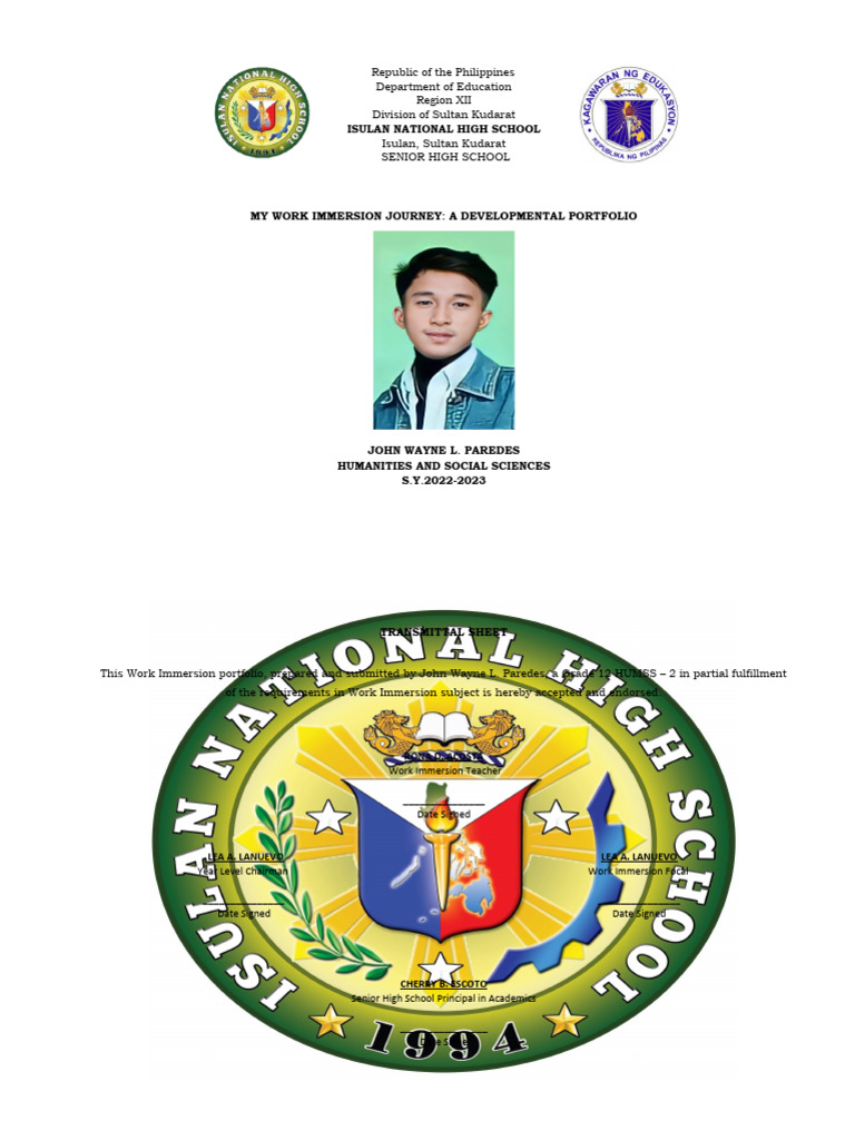 Work Immersion Portfolio | PDF | Experience | Learning
