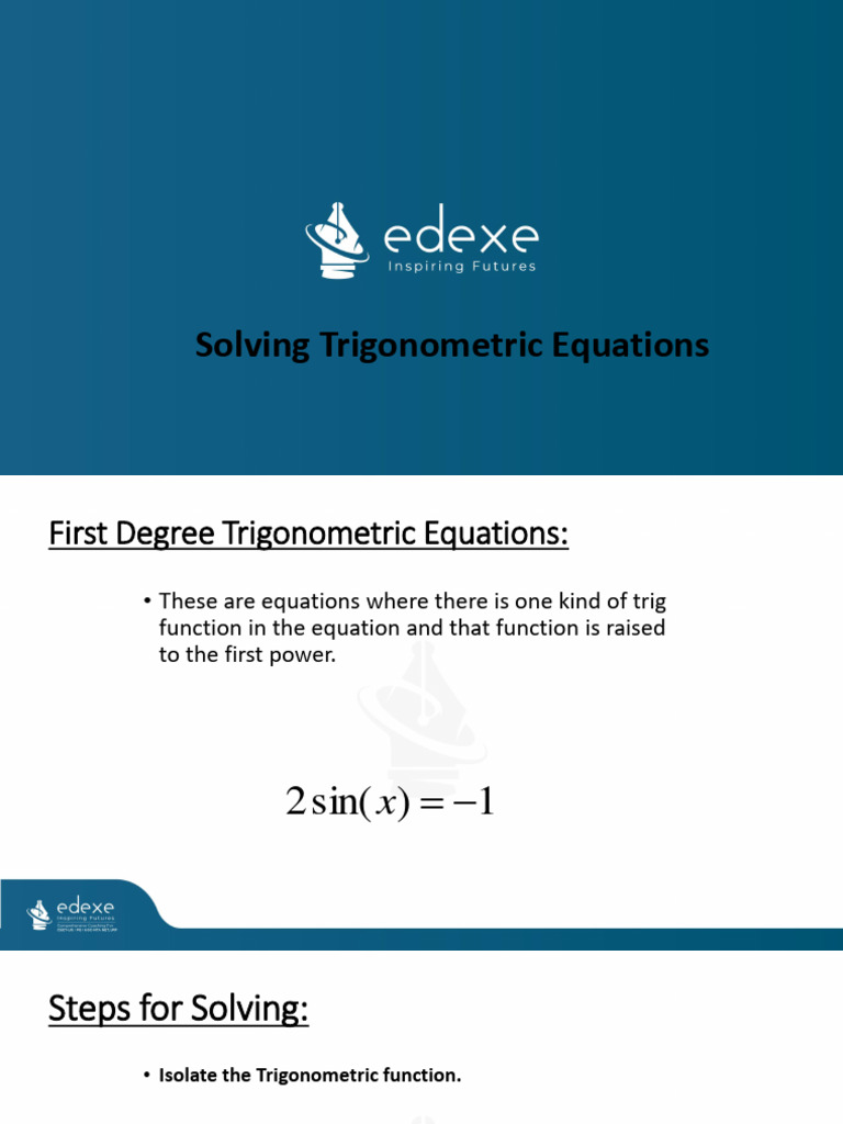 Trig Equations Pdf Trigonometric Functions Equations