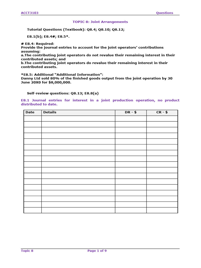 T08 Joint Operations Questions | PDF | Depreciation | Business