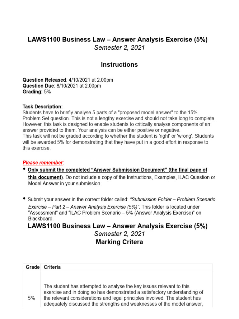 Problem Set Scenario - Answer Analysis Exercise 5% | Download Free PDF ...