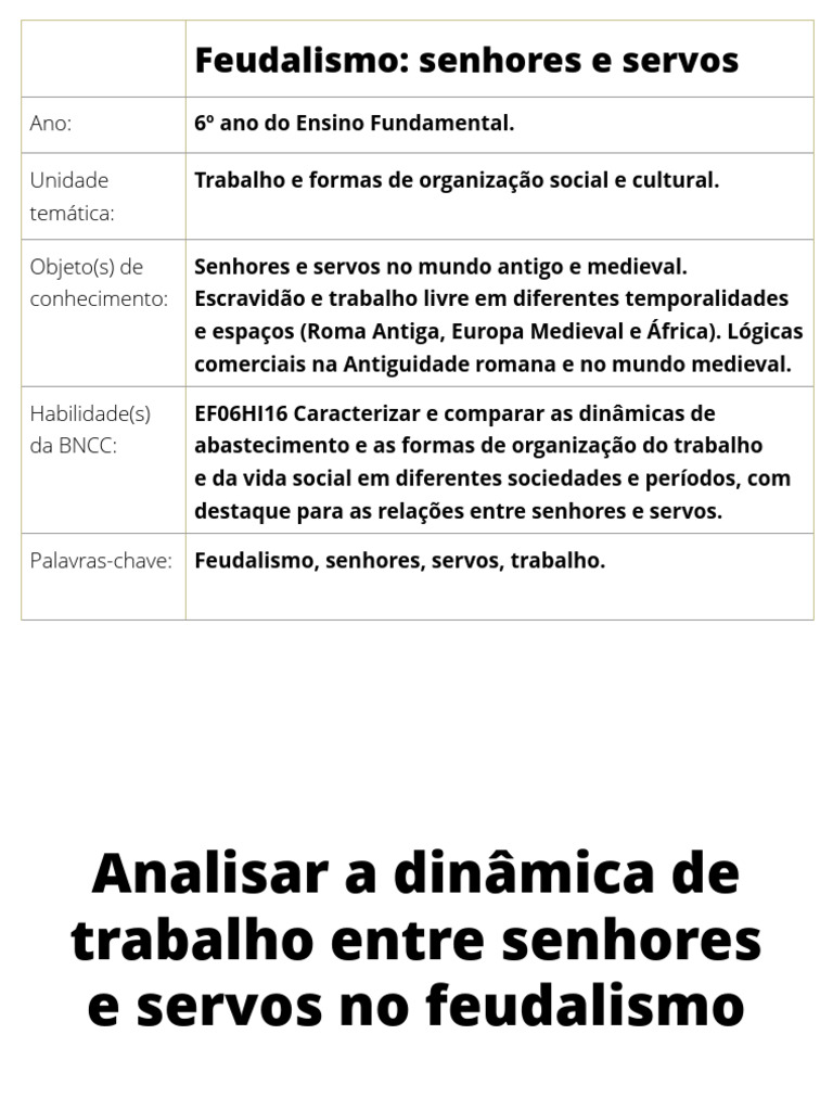Feudalismo Senhores e Servos5790 | PDF