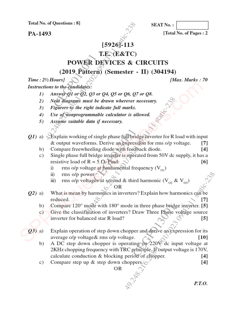Be - Electronics and Telecommunication Engineering - Semester 6 - 2022 ...