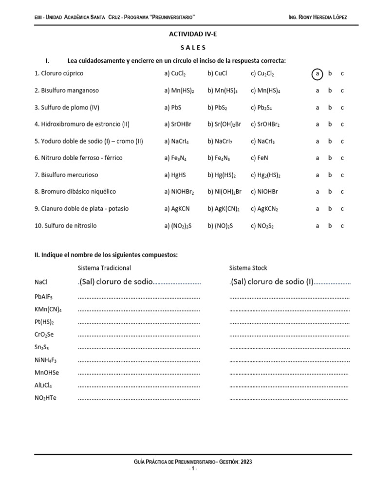 ACTIVIDAD #4-E. Nomen Sales | PDF | Sal (química) | Elementos metálicos