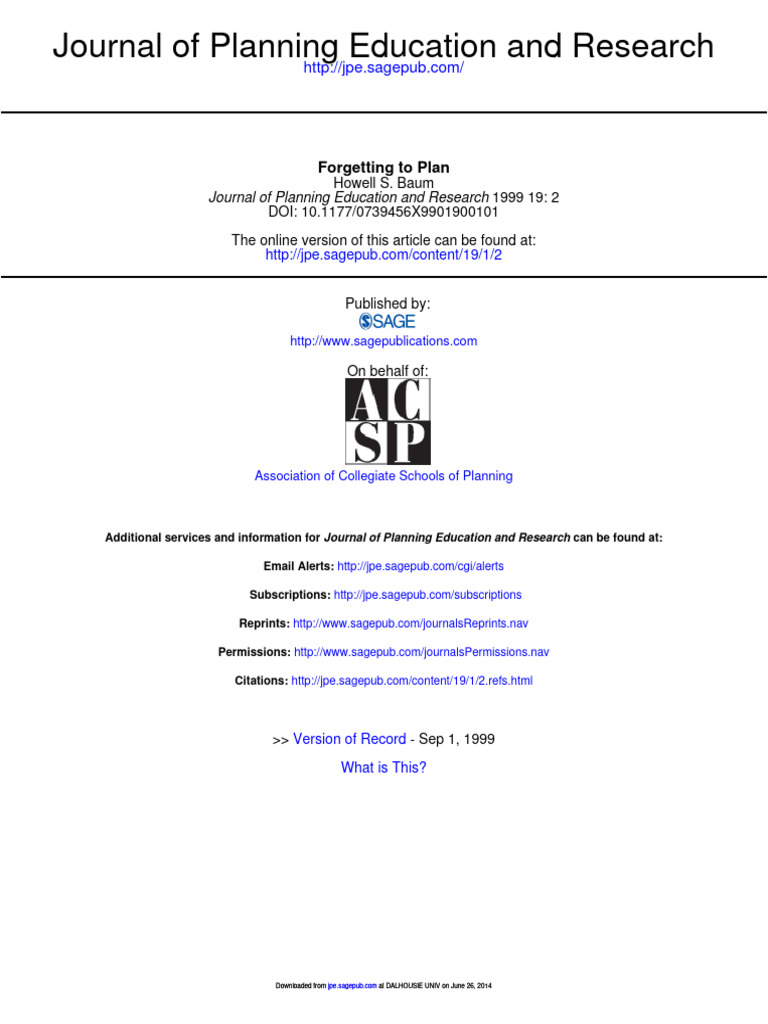 Howell S Baum - 1999) - Forgetting To Plan | PDF | Experience ...
