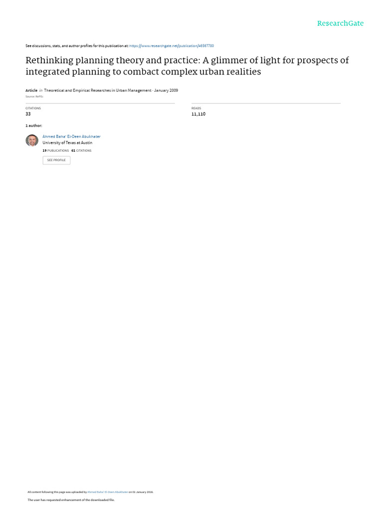 Rethinking Planning Theory and Practice - A Glimmer of Light For ...