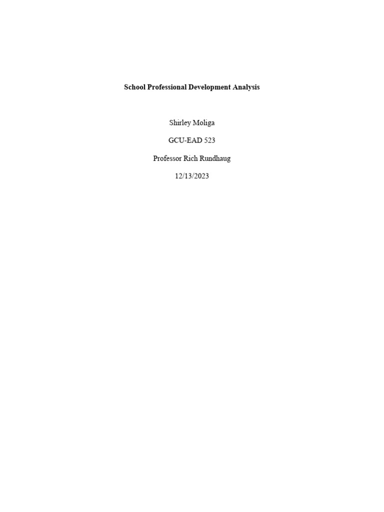 EAD 523 - School Professional Development Analysis | PDF | Teachers ...
