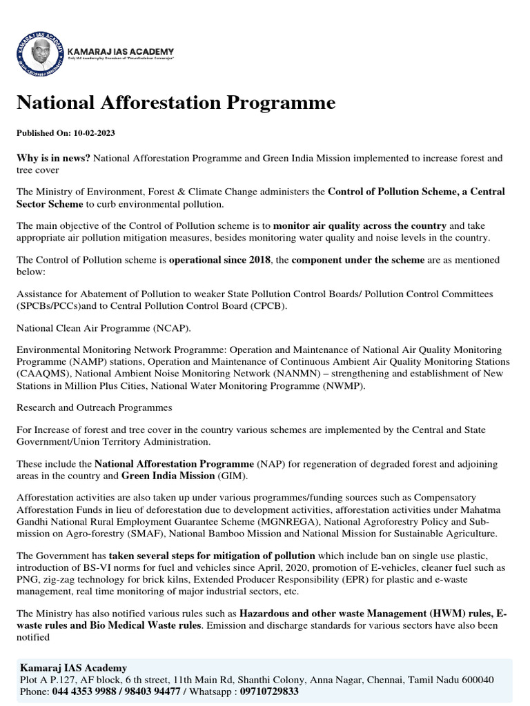National Afforestation Programme Overview | PDF | Air Pollution | Pollution