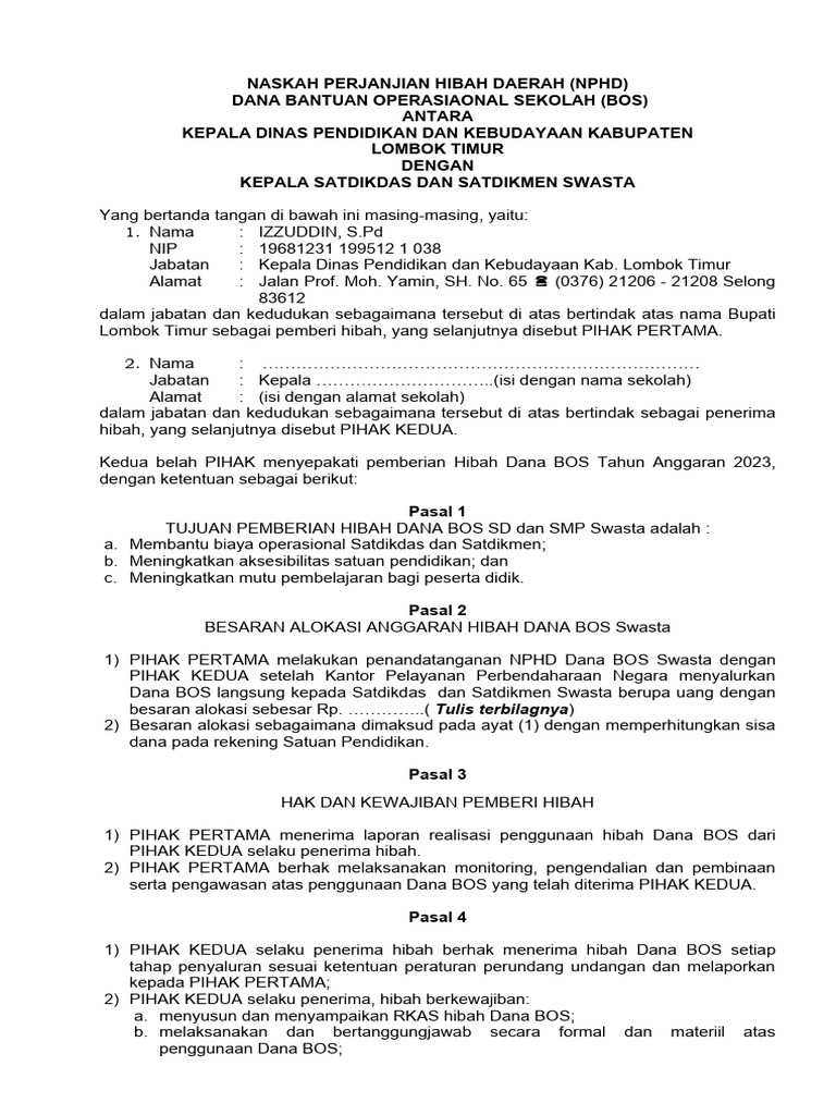 NPHD BOSP Tahun 2023 | PDF