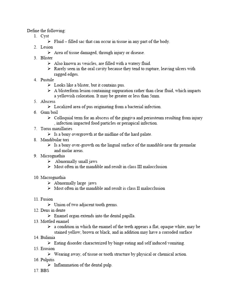 Oral Pathology Review Notes | PDF | Medical Specialties | Diseases And ...