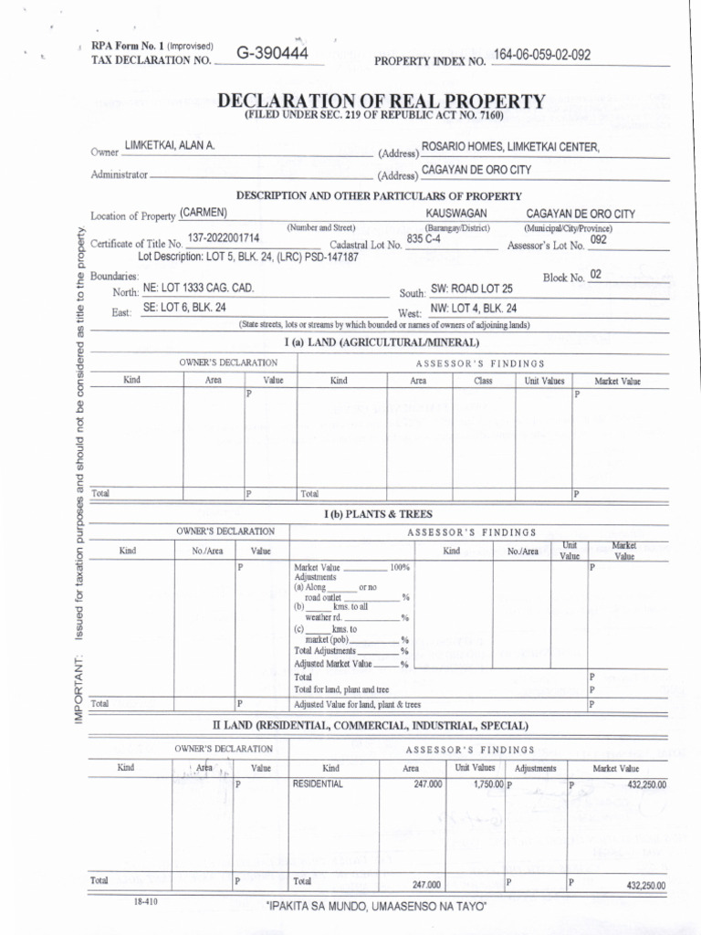 G-390444 (New TD - Land) | PDF | Property Law | Natural Resources Law