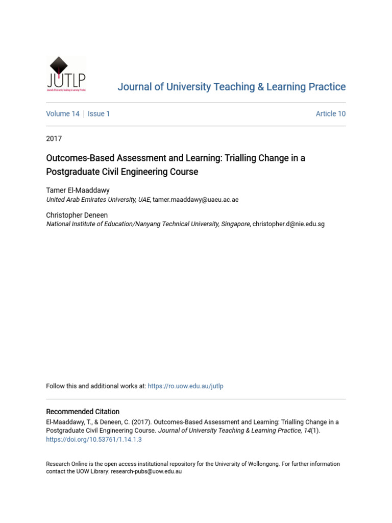 Outcomes-Based Assessment and Learning | PDF | Cognition | Learning