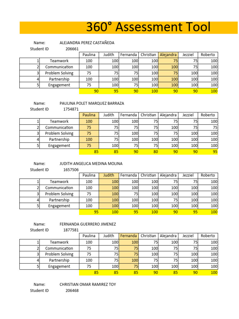 360° Assessment Tool | PDF