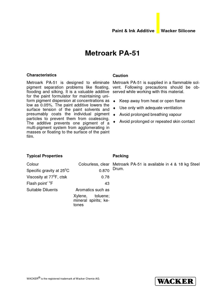 Pa-51 Additives | PDF | Paint | Chemistry