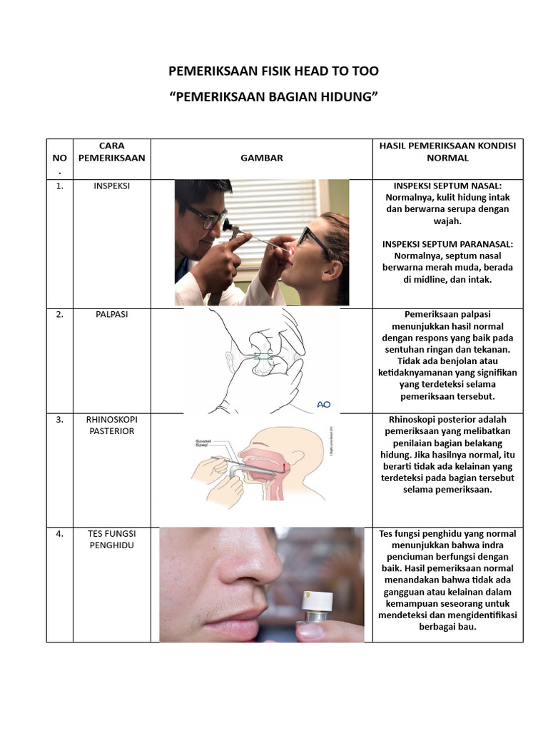 Pemeriksaan Fisik Head To Too Hidung | PDF Pemeriksaan Fisik Head To Too Hidung | PDF