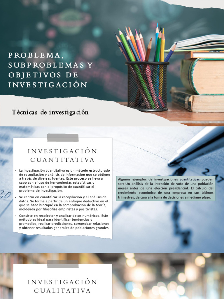 Tema 2. Problema, Subproblemas y Objetivos de Investigación | Descargar ...