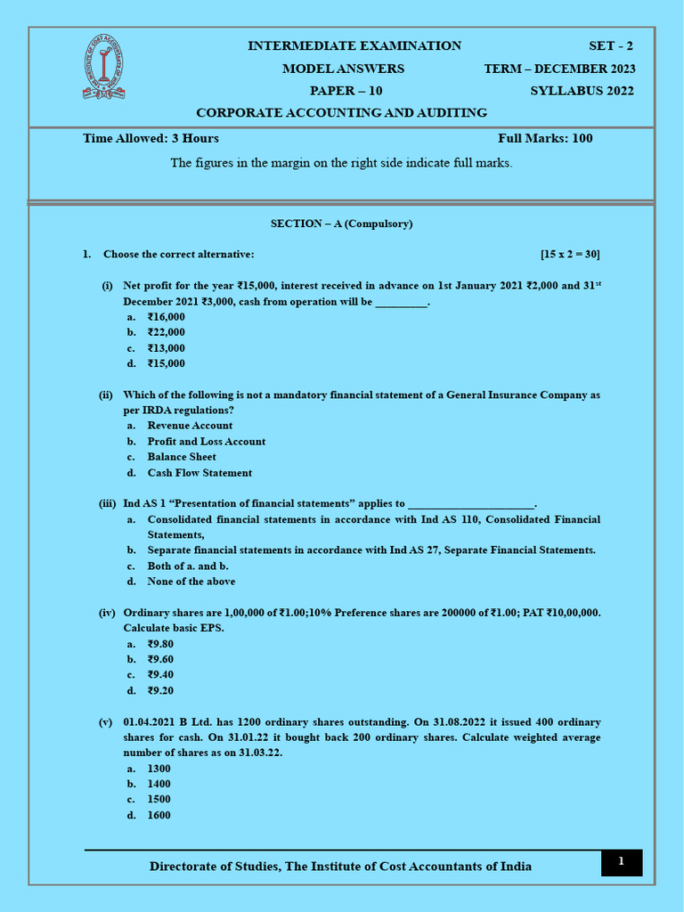 Paper10 Syl22 Dec23 Set2 Sol | PDF | Debits And Credits | Expense