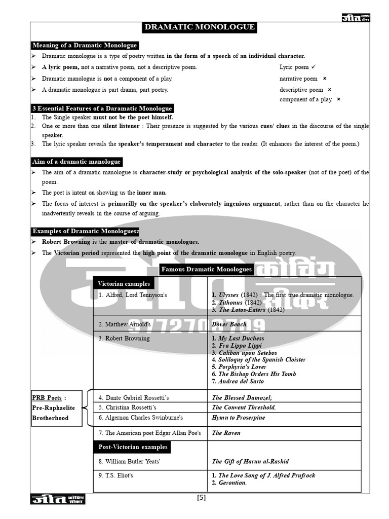 Dramatic Monologue & Epic or Heroic Poem - 8443608 | PDF | Epic Poetry ...