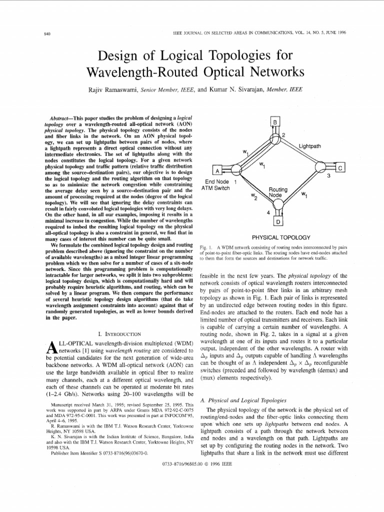 Design of Logical Topologies For Wavelen | PDF | Network Topology | Routing