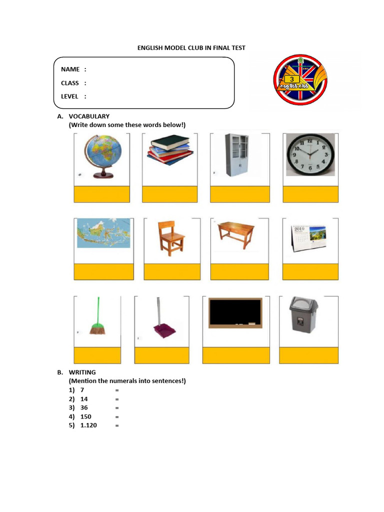 English Club Final Test | PDF
