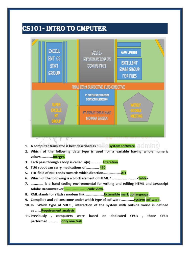 Cs101 Final Term File | PDF | Ellipsis | Microsoft Excel
