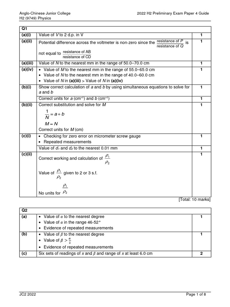2022 J2 H2 Physics Prelim P4 Guide | PDF | Inductor | Magnet