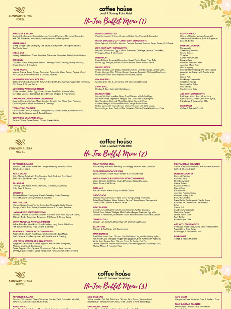 Hi Tea Buffet Menu | PDF