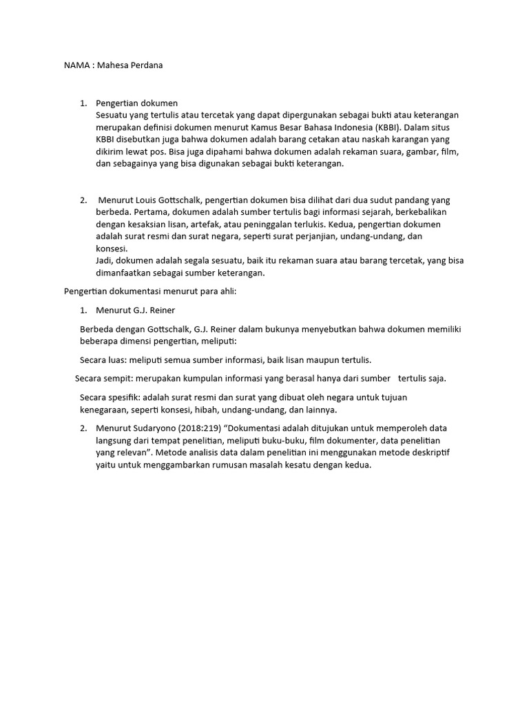 Definisi dan Pengertian Dokumen | PDF