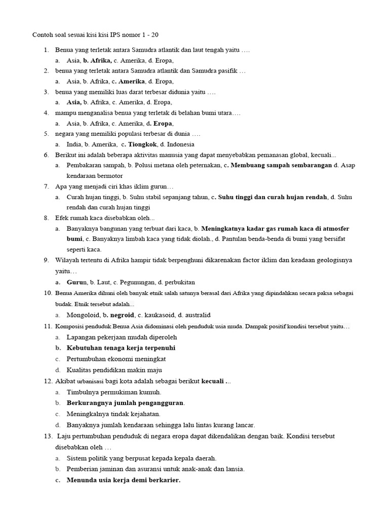 Latihan Soal Ips Kelas 9 | PDF