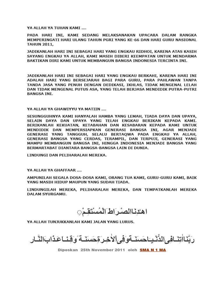 Doa Hut Pgri Referensi | PDF