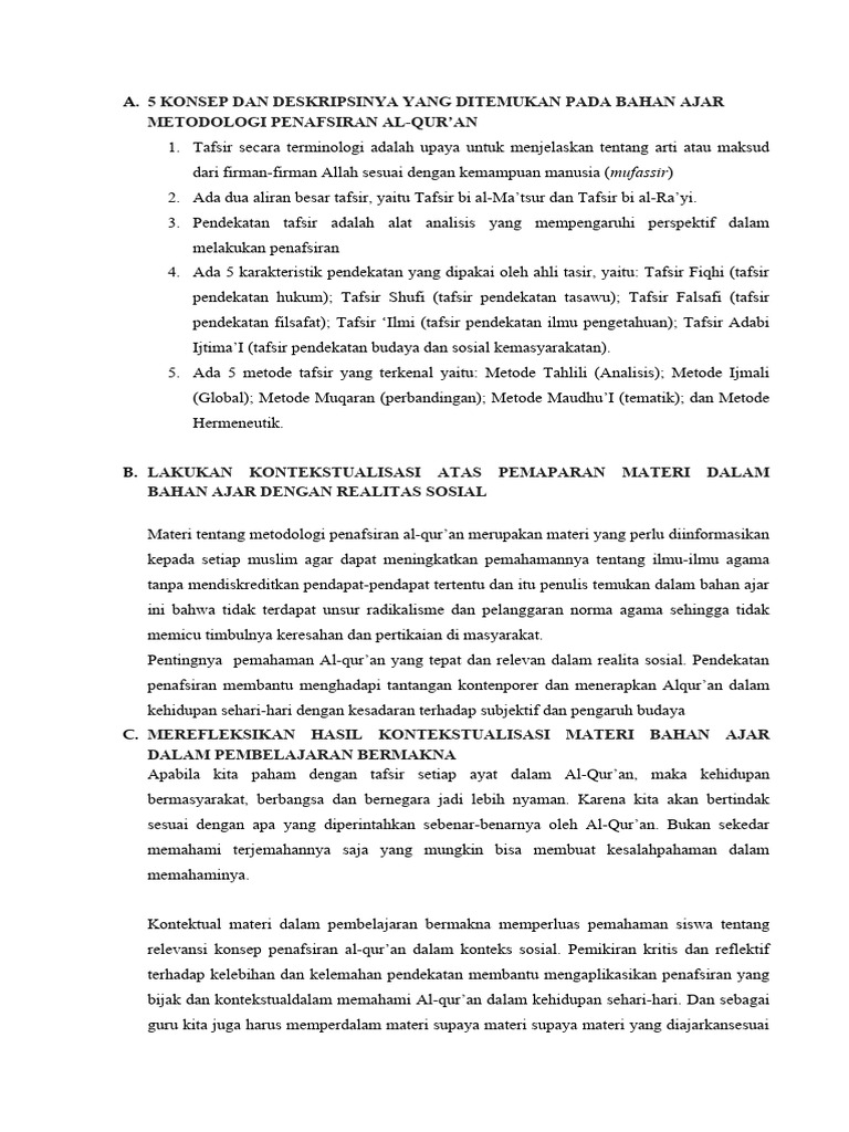 Analisi Bahan Ajar KB 2 Al-Qur'an Hadits | PDF