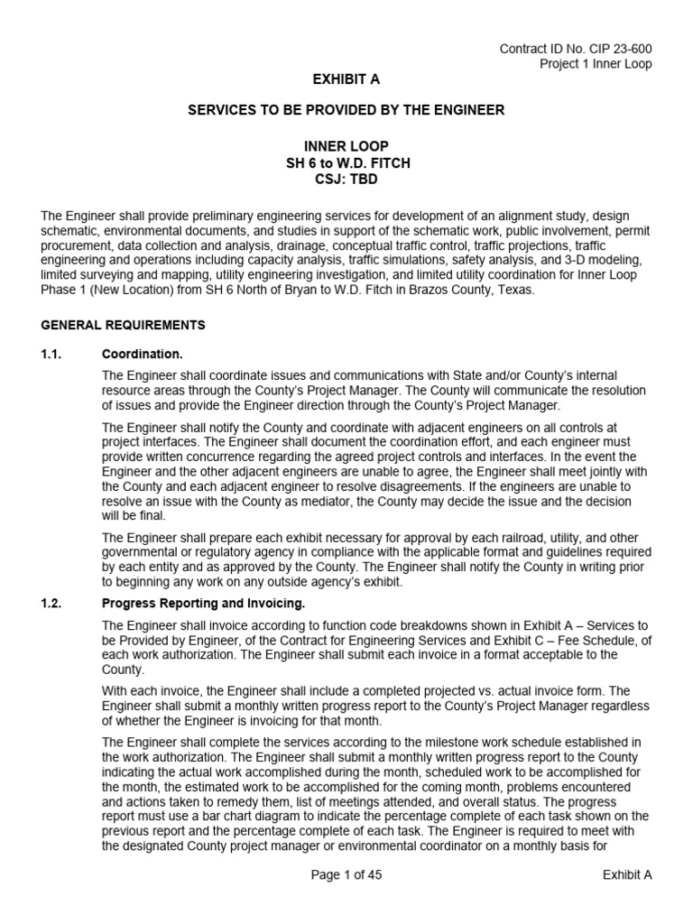 Brazos County Inner Loop East Exhibit - A | PDF | Traffic | Personal ...