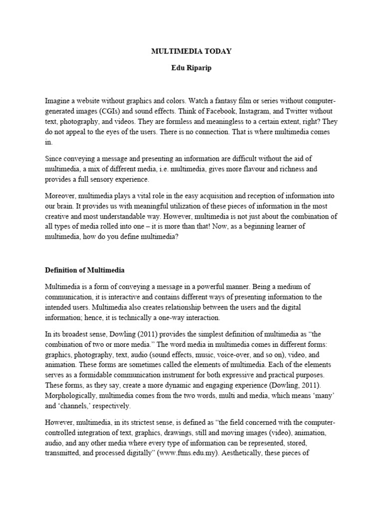 Multimedia Today | PDF | Multimedia | Video