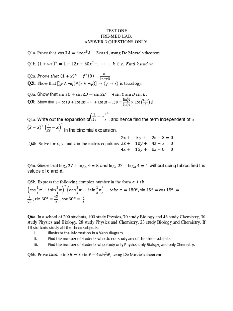 Possible Test One Questions With Solutions | PDF | Abstract Algebra ...
