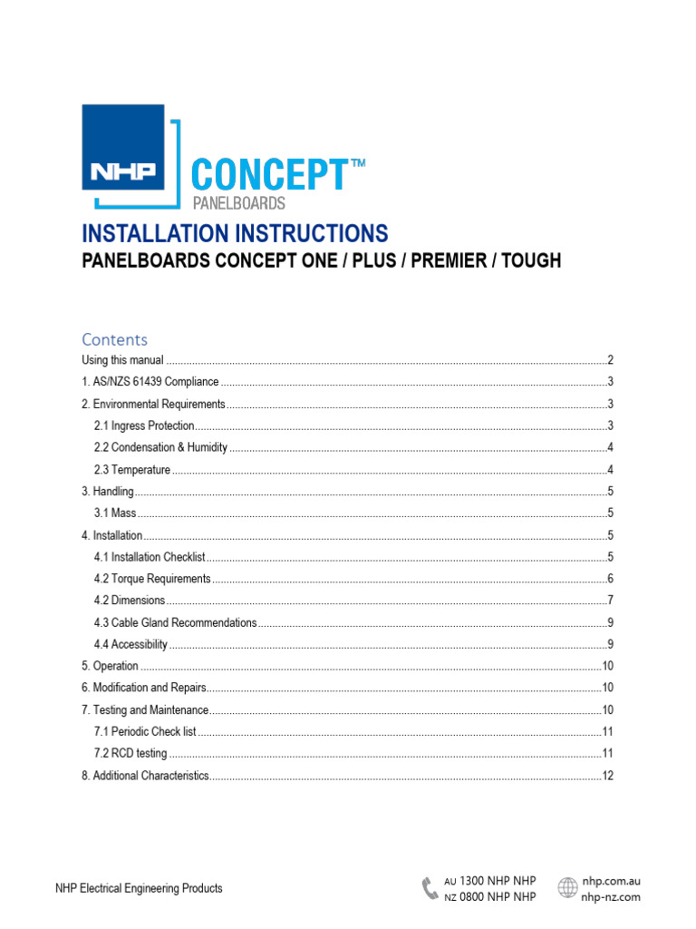 Installation Instructions Panel Board NHP | PDF | Electrical Wiring | Screw