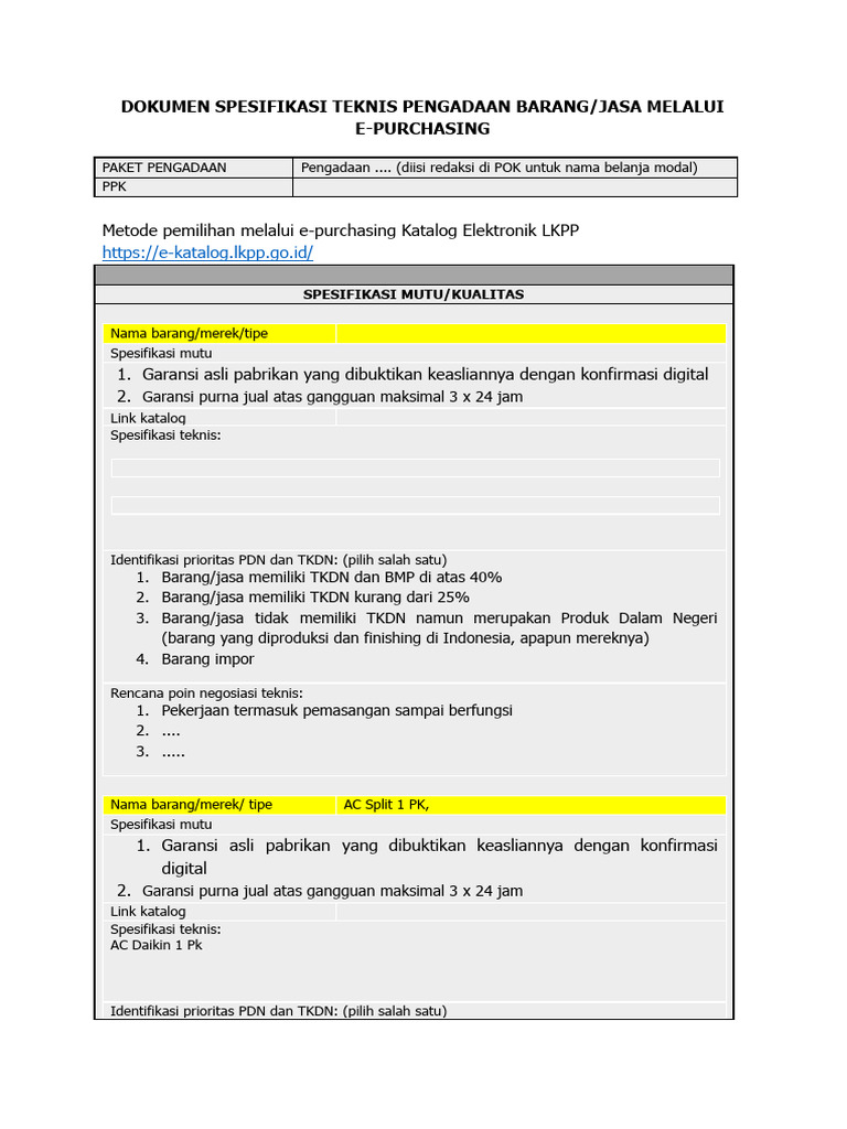 Spesifikasi Teknis Katalog | PDF | Teknologi & Rekayasa