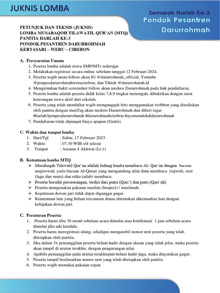 Juknis MTQ SMP | PDF