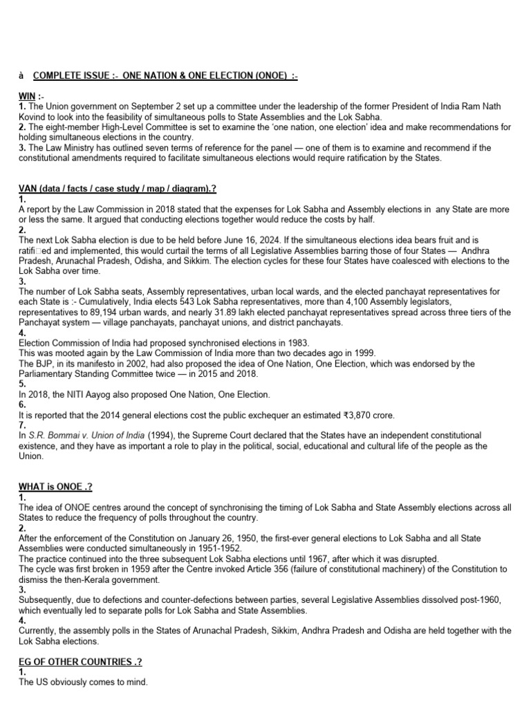 One Nation One Election | PDF | Democracy | Political Ideologies