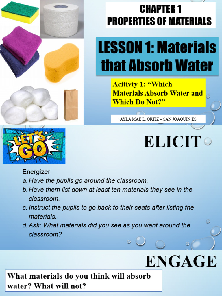 LESSON 1 Materials That Absorb Water | Download Free PDF | Water ...