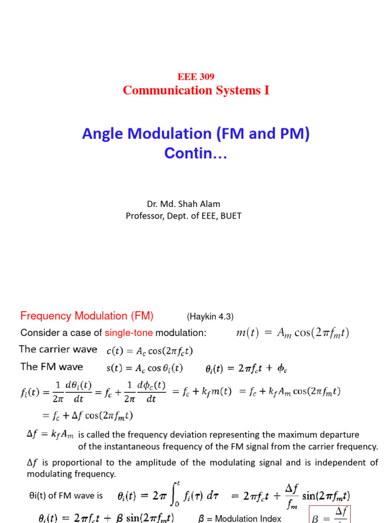 FM and PM Angle Modulation Overview | PDF | Frequency Modulation | Modulation