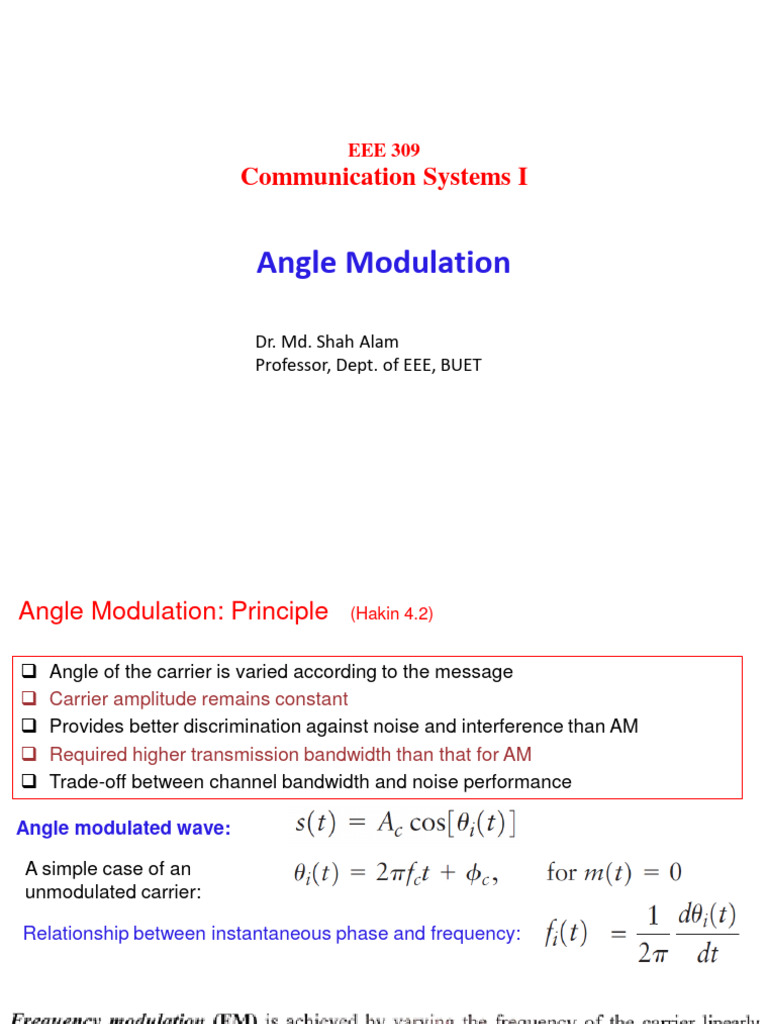 8 Angle Modulation 1 Pdf Frequency Modulation Modulation