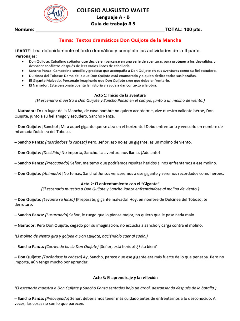 Guìa #5 Textos Dramáticos | PDF | Don Quijote