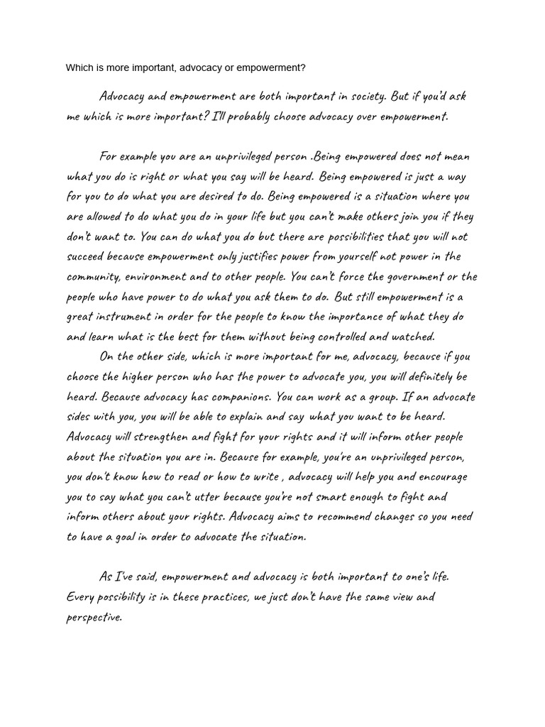 Advocacy vs. Empowerment Debate | PDF | Self-Improvement