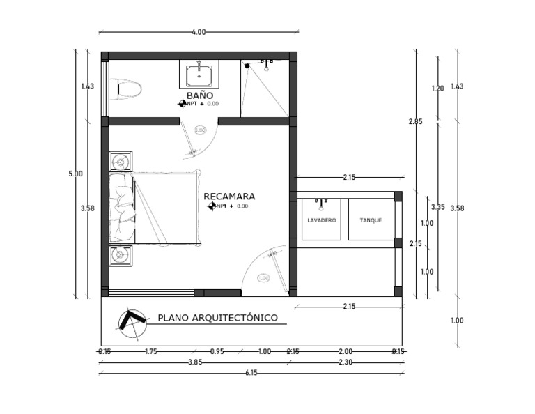 Arquitectura: Plano de Recámara y Baño | PDF
