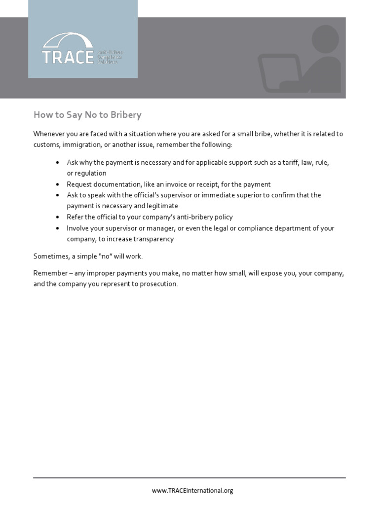TRACE How To Say No INT | PDF