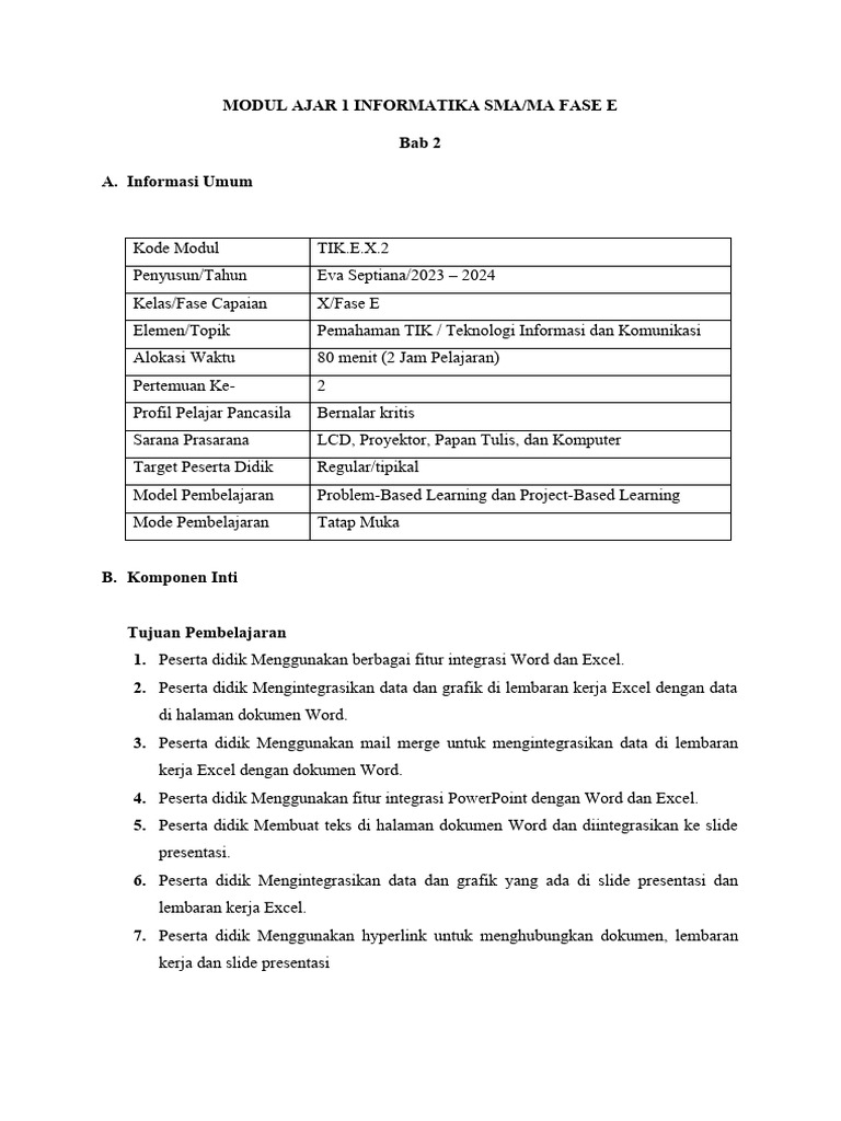 Perangkat Modul Ajar Informatika - Bab 2 | PDF