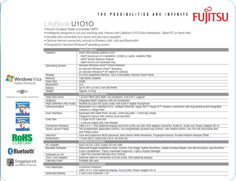 Factsheet LB U1010 | PDF | Bios | Microsoft Windows