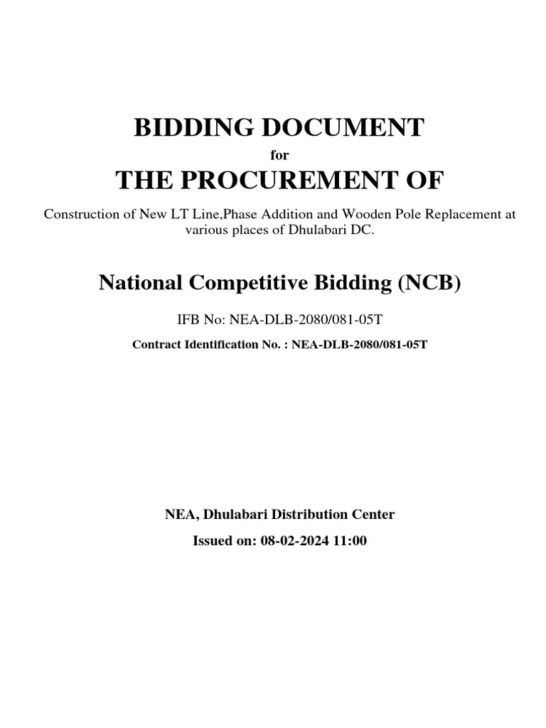 Bid Document Works NCB NEA-DLB-2080 081-05T | PDF | Procurement | Joint ...